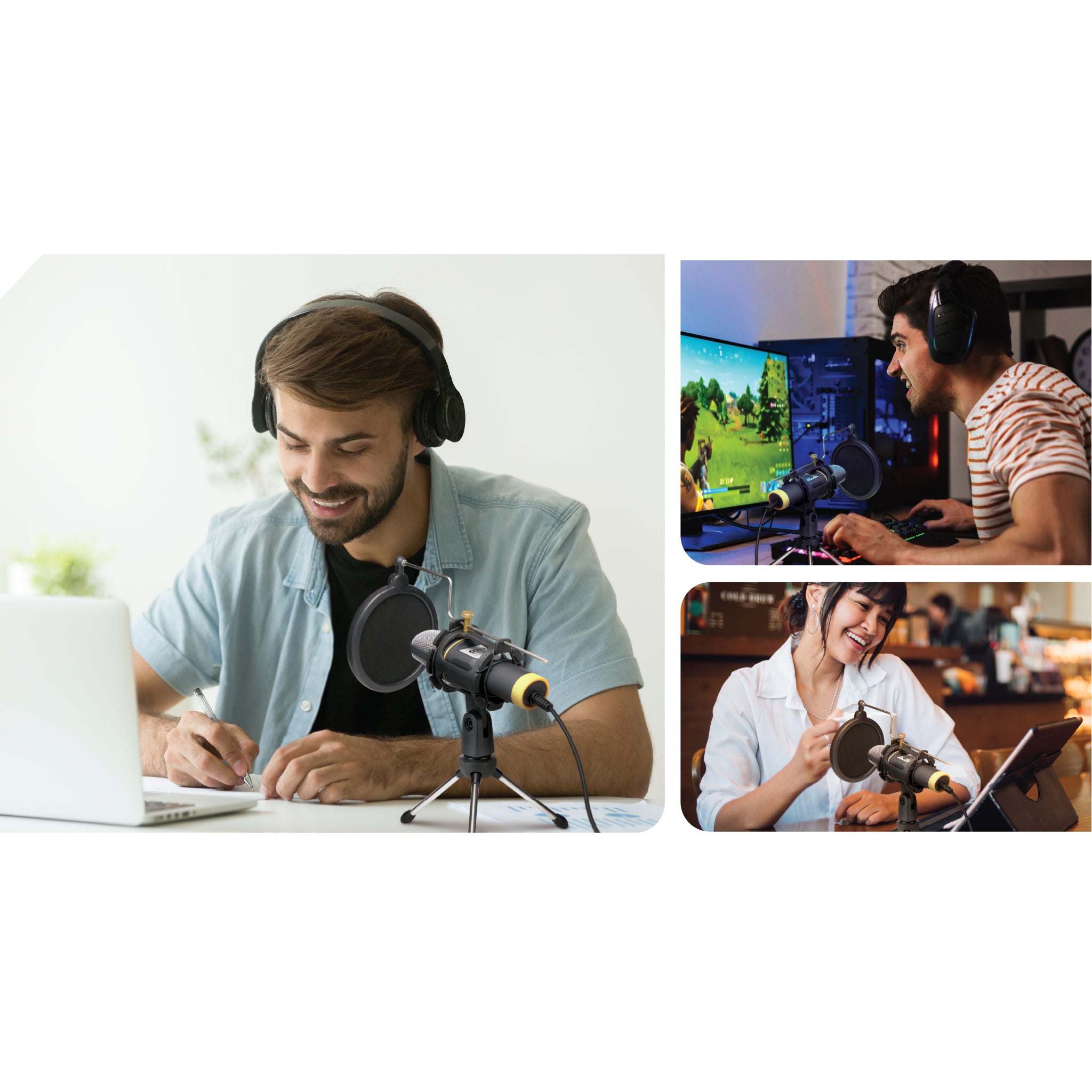 Podcaster Pro Studio Kit Condenser Mic, Shock Mount, Acoustic Pop Filt ...